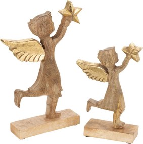 Dřevěný anděl se zlatou hvězdou - 15*2,5*20cm