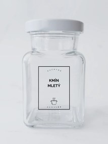 Samolepka na kořenky KMÍN MLETÝ průhledná 3 × 4 cm tučné písmo