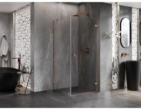 Mexen Lunar-B, pravostranný výklopný sprchový kout 80 x 80 cm, 8mm čiré sklo, profil měděná matná, 832-080-080-65-00-P