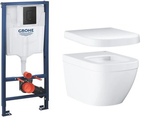 Set záchodová mísa Grohe Euro Ceramic 3932800H, podomítkový WC modul se splachovacím tlačítkem Grohe Solido 38811KF0, 39330001