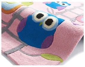Růžový dětský ručně tuftovaný koberec Think Rugs Hong Kong Kiddo Pinkie, 70 x 140 cm