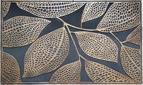 Gumová rohožka Listy, 75 x 45 cm – s bronzovou patinou, do domu a na terasu, odolná, s naturálním motivem