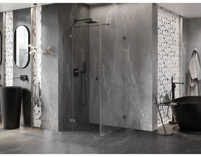 Mexen Lunar T, sklápěcí sprchový kout levý 110 x 110 cm, 8mm čiré sklo, grafitový profil, 834T-110-110-95-00-L