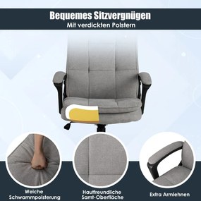 Costway Ergonomická kancelářská židle s područkami a kolečky Výškově