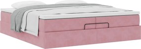 Osmanský rám postele s matrací růžová 200x200cm samet 3311212
