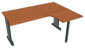 Stůl ergo oblouk levý 160×120/60 cm - Hobis Cross CE 60 L Dekor stolové desky: třešeň, Dekor lamino podnože: třešeň, Barva nohou: černá