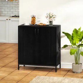 HOMCOM Moderní kuchyňská skříňka, kuchyňská skříňka se 2 dveřmi, nastavitelná police a zvýšená základna 80 x 40 x 90 cm, černá