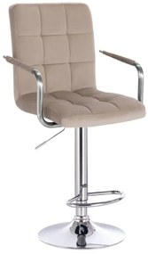 LuxuryForm DESIGN Barová židle VERONA VELUR na stříbrné kulaté podstavě - latte