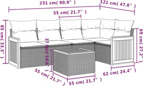 6dílná zahradní sedací souprava s poduškami béžová polyratan 3260035