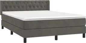 Box spring postel s matrací tmavě šedý 140 x 190 cm samet 3131136