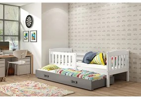 Dětská postel KUBUS s výsuvnou postelí 90x200 cm - bílá Modrá