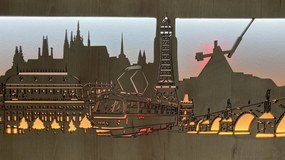 Li-Go "Praha" světelný obraz 130x40cm provedení povrchu: dub světlý