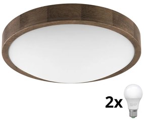 Brilagi - LED Stropní svítidlo CARVALHO SLIM 2xE27/60W/230V dub ořech pr. 37 cm
