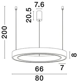 LED lustr Morbido 80 bílé s dálkovým ovládáním