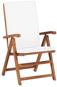 Polohovací zahradní židle s poduškami 2 ks masivní teak krémové - Default Title