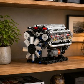 LEAN Toys Stavebnicové kostky – Motor V8, mechanický model, pohyblivé písty, 552 dílů