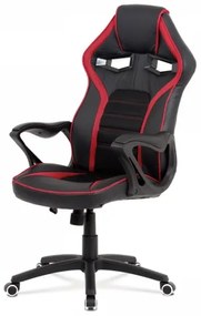 Kancelářská židle černá ekokůže červená látka MESH, houpací, KA-G406 RED
