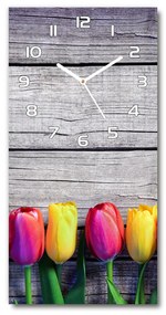 Wallmuralia Nástěnné hodiny Barevné tulipány 30x60 cm