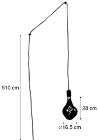 Moderní závěsné svítidlo zlaté s zástrčkou vč. stmívatelné LED žárovky - Cavalux