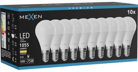 Mexen Nova 10x LED žárovka E14, G45, 10W, Teplá - 3000K, 1055 lm - L101-E14-1030-01x10