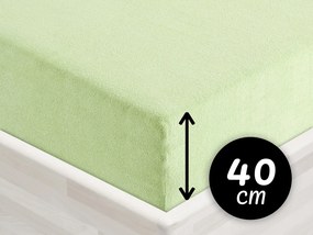 Froté napínací prostěradlo na extra vysokou matraci FR-018 Pastelově zelené 90 x 220 - výška 40 cm