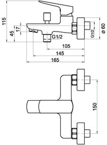 Novaservis - Vanová baterie NOBLESS EGO matná černá