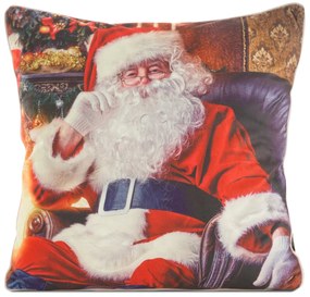 VÁNOČNÍ DEKORAČNÍ POVLAK NA POLŠTÁŘ SANTA3 45X45 CM VZOROVANÁ