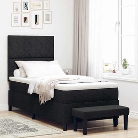 Postel s boxspringem s čelo Černá 100 x 200 cm textil 3344123