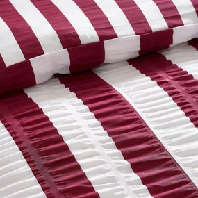 Tmavě fialové povlečení na jednolůžko 135x200 cm Seersucker Frill Stripe – Catherine Lansfield