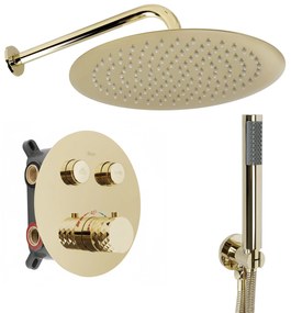 Sprchový komplet REA LUNGO DIAMOND + BOX s termostatickou podomítkovou baterií, zlatá lesk