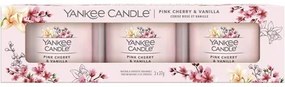 Yankee Candle Sada Votivní svíčky ve skle Pink Cherry Vanilla, 3 x 37 g