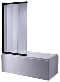 BPS-koupelny Dvoudílná vanová zástěna HYD-PR07 100x150 černá/transparent