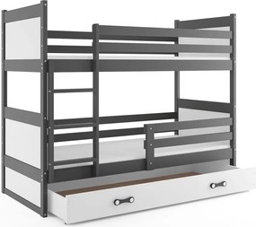 BMS Group Dětská patrová postel s úložným prostorem RICO grafit Velikost postele: 160x80 cm, Barva šuplíku: Bílá