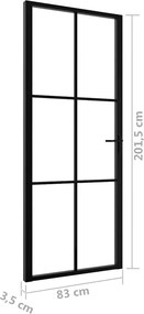 Interiérové dveře ESG sklo a hliník 83 x 201,5 cm černé 151203