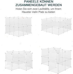 Výběh PawHut pro volný výběh DIY síťový výběh pro malá zvířata 105x105x45cm 12 panelů bílý pro vnitřní i venkovní použití | Aosom.de