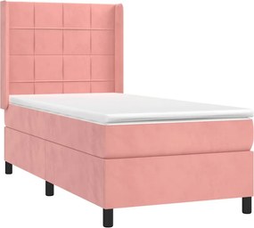 Box spring postel s matrací růžová 90x190 cm samet 3132656