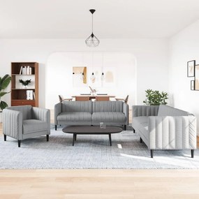 3dílná sedací souprava světle šedá textil 3209229