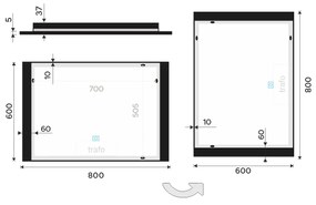 Nimco Černé LED zrcadlo 800x600 s dotykovým senzorem - ZPC 41003V-90