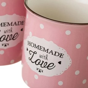 Růžový hrnek z kostního porcelánu Unimasa Homemade, 230 ml