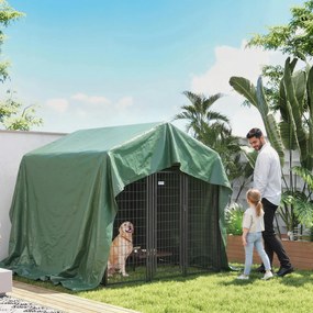 Outsunny Nepromokavá plachta 4 x 6 m 90 g/m² Látková plachta odolná proti roztržení UV stabilní se zesílenými oky UV stabilní zelená