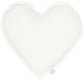 Cotton &amp; Sweets Lněný polštář srdce bílá 44cm