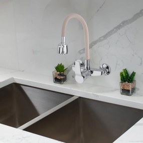 Erga Diosa, nástěnná baterie s flexibilním ramenem a sprškou, béžová-chromová, ERG-YKA-BZ.DIOSA-BGE