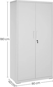 Komoda 80x40x180cm, kov, bílá, AUS-E1115 GREY