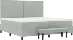 Postel s boxspringem s čelo Světle šedá 200 x 200 cm samet 3344468
