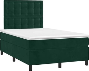Box spring postel s matrací a LED tmavě zelená 120x190 cm samet 3270338