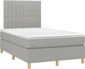 Box spring postel s matrací a LED světle šedá 120x190 cm textil 3270260