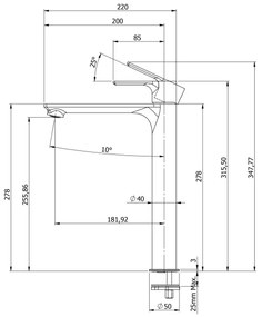 Sapho - Umyvadlová baterie PAX 31,5 cm matná černá