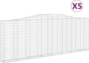 Klenuté gabionové koše 5 ks 400x30x140/160cm pozinkované železo 3145855