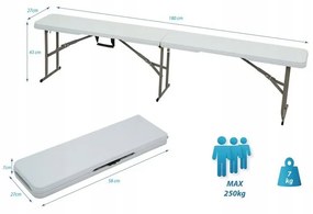 SUPPLIES VIKING Skládací cateringová lavice 180 cm - bílá barva