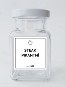 Samolepka na kořenky STEAK PIKANTNÍ bílá 5 × 5 cm tučné písmo